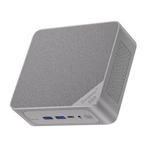 beelink ser5 mini pc, amd ryzen 7 5800h(7nm, 8c/16t) up to 4.4ghz, mini computer 32gb ddr4 ram 500gb nvme ssd, micro pc 4k@60hz triple display, mini gaming computer wifi6/bt5.2/54w/htpc/w-11 pro