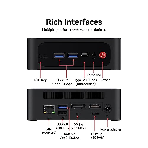 Beelink SER5 Mini PC, AMD Ryzen 7 5800H(7nm, 8C/16T) up to 4.4GHz, Mini Computer 32GB DDR4 RAM 500GB NVME SSD, Micro PC 4K@60Hz Triple Display, Mini Gaming Computer WiFi6/BT5.2/54W/HTPC/W-11 Pro