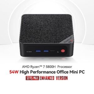 Beelink SER5 Mini PC, AMD Ryzen 7 5800H(7nm, 8C/16T) up to 4.4GHz, Mini Computer 32GB DDR4 RAM 500GB NVME SSD, Micro PC 4K@60Hz Triple Display, Mini Gaming Computer WiFi6/BT5.2/54W/HTPC/W-11 Pro