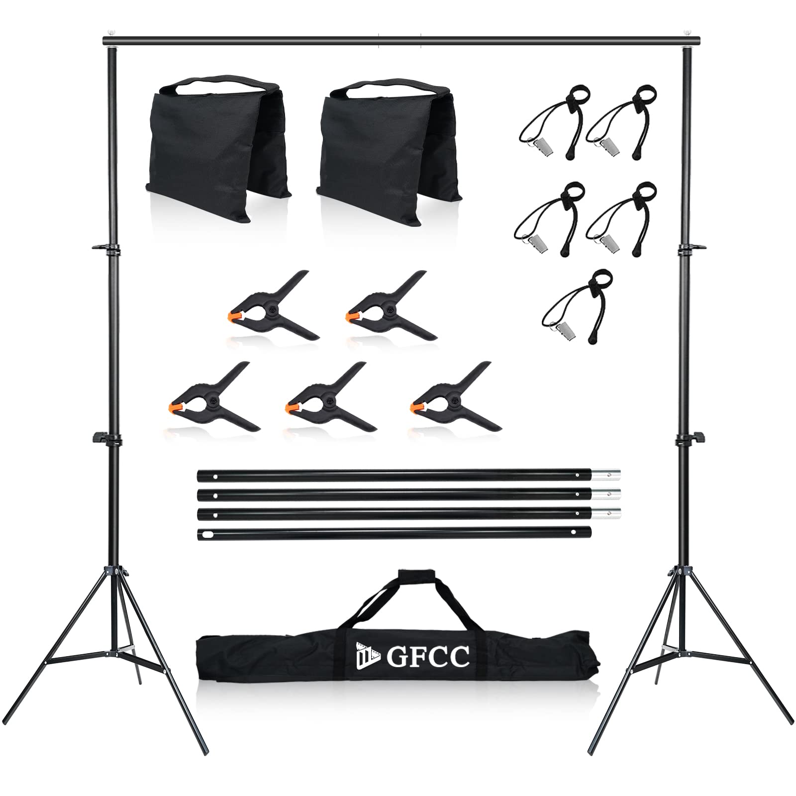 GFCC Photo Backdrop Stand Kit - 7FT x 10Ft Adjustable Background Stand for Photography Video Studio Support System with Carry Bag