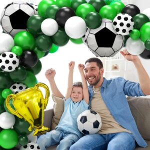 Soccer Party Decorations, 122Pcs Soccer Birthday Party Decorations Supplies with Soccer Balloons Happy Birthday Banner Tablecloth and Cake Toppers for Soccer Birthday Party Supplies