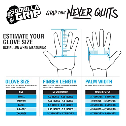 Gorilla Grip Grey Slip Resistant All Purpose Work Gloves, Size: Large, Pack of 5 Pairs of Gloves