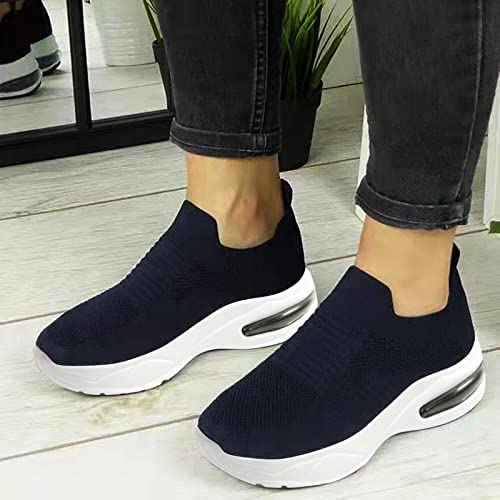 Women's Sandals Walking Shoes for Women Wide Width Light Weight Womens Walking Tennis Shoes Slip On Light Weight Mesh Platform Air Sneakers vhjh06 Blue