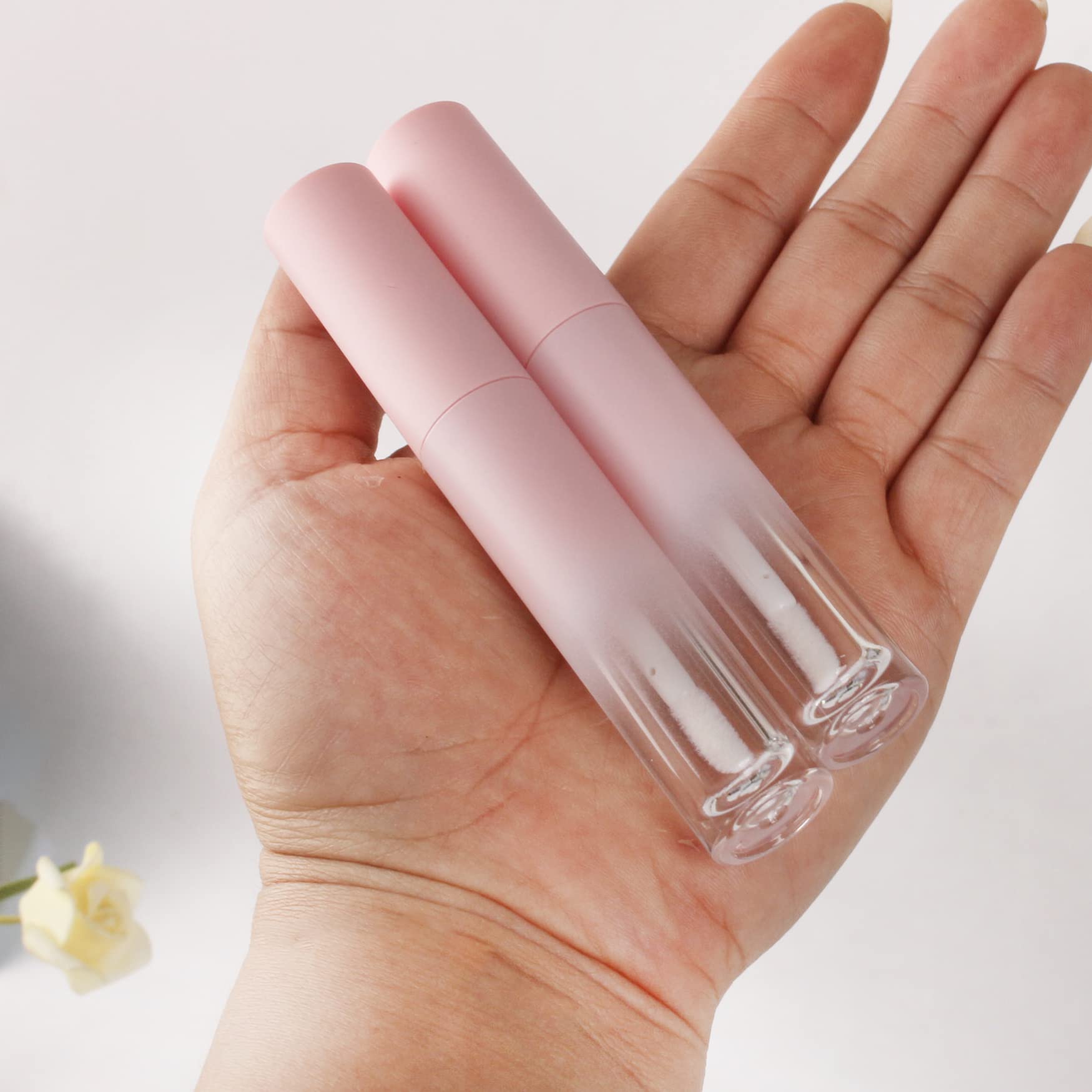 COSIDEA 30 pcs Empty 3ml gradient pink Lip Gloss Tubes with Wand round Lipgloss tube Containers packing Bulk Wholesale