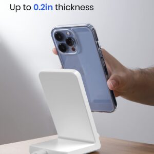 Wireless Charging Stand for iPhone 15/14/13/12 Pro Max/Pro/Mini, SE 11 X XR XS MAX X 8 Plus, Wireless Phone Charger Samsung S23/S22/S21/S20/S10+/Ultra, Note 20/10/9 White (Adapter Included)