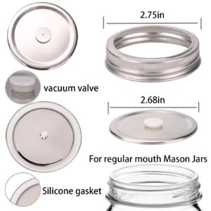 food saver lids for mason jars, Vacuum seal cap Compatible with FoodSaver Vacuum Sealer, Food Storage/fermentation lids,6-pack regular mouth mason jar lids + accessory hose