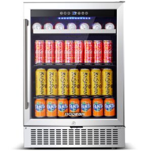 bodega beverage refrigerator 24 inch, under counter beverage refrigerator, built-in and freestanding beverage cooler 180 cans, stainless steel under counter beer fridge perfect for beer, soda, water