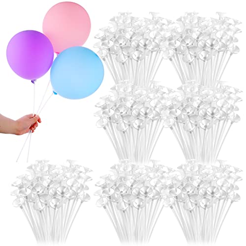 600 Pcs Plastic Balloon Sticks with Cups, Reusable Balloon Holder for Balloon Stand Birthday Christmas Party Wedding Anniversary Decoration(White)