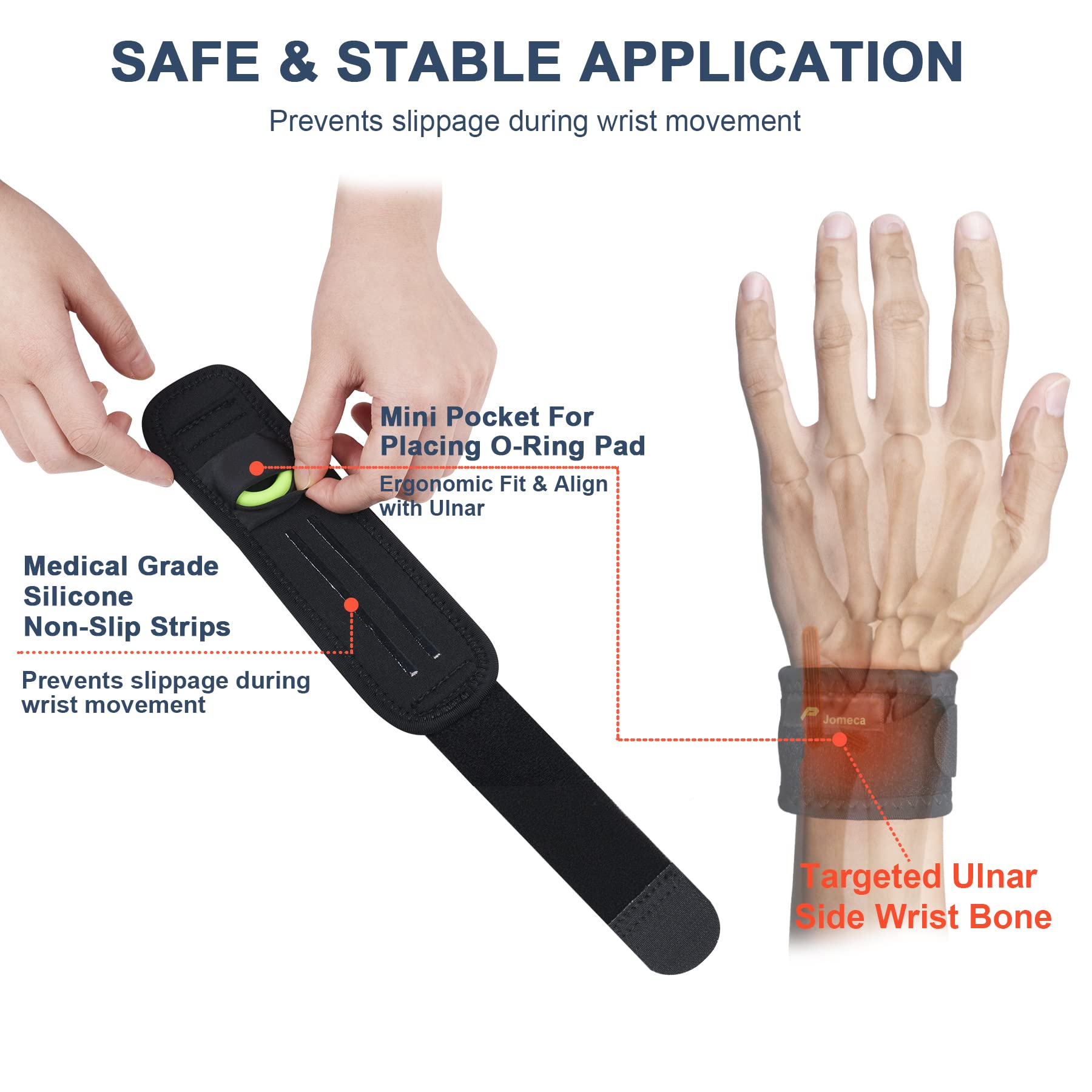 JOMECA Replaceable Wrist Brace for TFCC Tear, Ulnar Wrist Band with Two Pads for Ulnar Sided Wrist Pain, DRUJ Instability, Triangular Fibrocartilage Complex Injury, Fit Right & Left Hand (S/M)