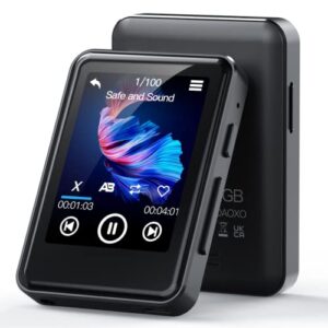 zooaoxo 64bg mp3 player bluetooth 5.2 with 2.4" full touch screen,portable music player with speaker, hifi sound quality, e-book, alarm clock, radio, voice recorder, headphones included