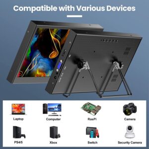 Eyoyo Small Monitor HDMI - 12 Inch HD IPS Screen Mountable VGA External Monitor Portable Computer Monitors for Laptop PC PS4 Xbox CCTV Security, 1366x768, Bulit-in Speakers