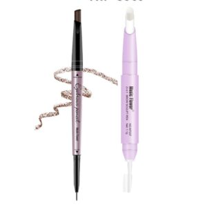 music flower eyebrow pencil - light brown dual ended brow pen & eyebrow wax pen, waterproof smudge proof long lasting eyebrow pen, eyebrow waxing shaping clear eye makeup kit