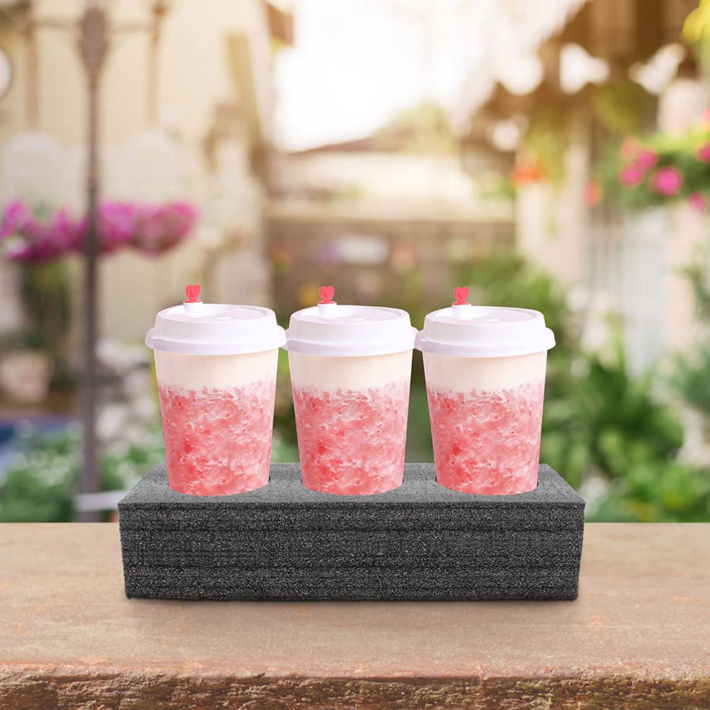 Operitacx 4pcs Takeout Cup Trays Foam Coffee Carrier Cup Carry Holder Beverage Drink Carrier to Go Drink Holder 3 Cups for Hot and Cold Drinks Milk Tea