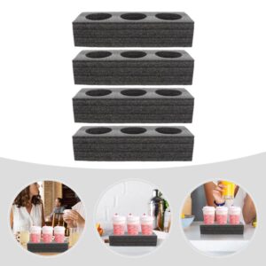 Operitacx 4pcs Takeout Cup Trays Foam Coffee Carrier Cup Carry Holder Beverage Drink Carrier to Go Drink Holder 3 Cups for Hot and Cold Drinks Milk Tea