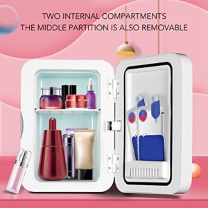 HEEPDD Mini Fridge, 8L Portable Cosmetic Fridges Small Makeup Refrigerator with Mirror for All Cosmetics and Skincare Needs