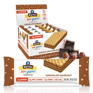 rip van am yum chocolate hazelnut - keto snacks - non-gmo - healthy -low calorie, low carb & low sugar (1g) - 16 count