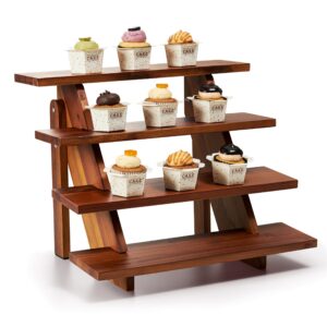 tidita acacia cupcake display stand - display stand for vendors - wood cupcake stands for dessert - wooden display shelves - farmhouse table cake stand for 24 cupcakes decorative ( acacia wood )