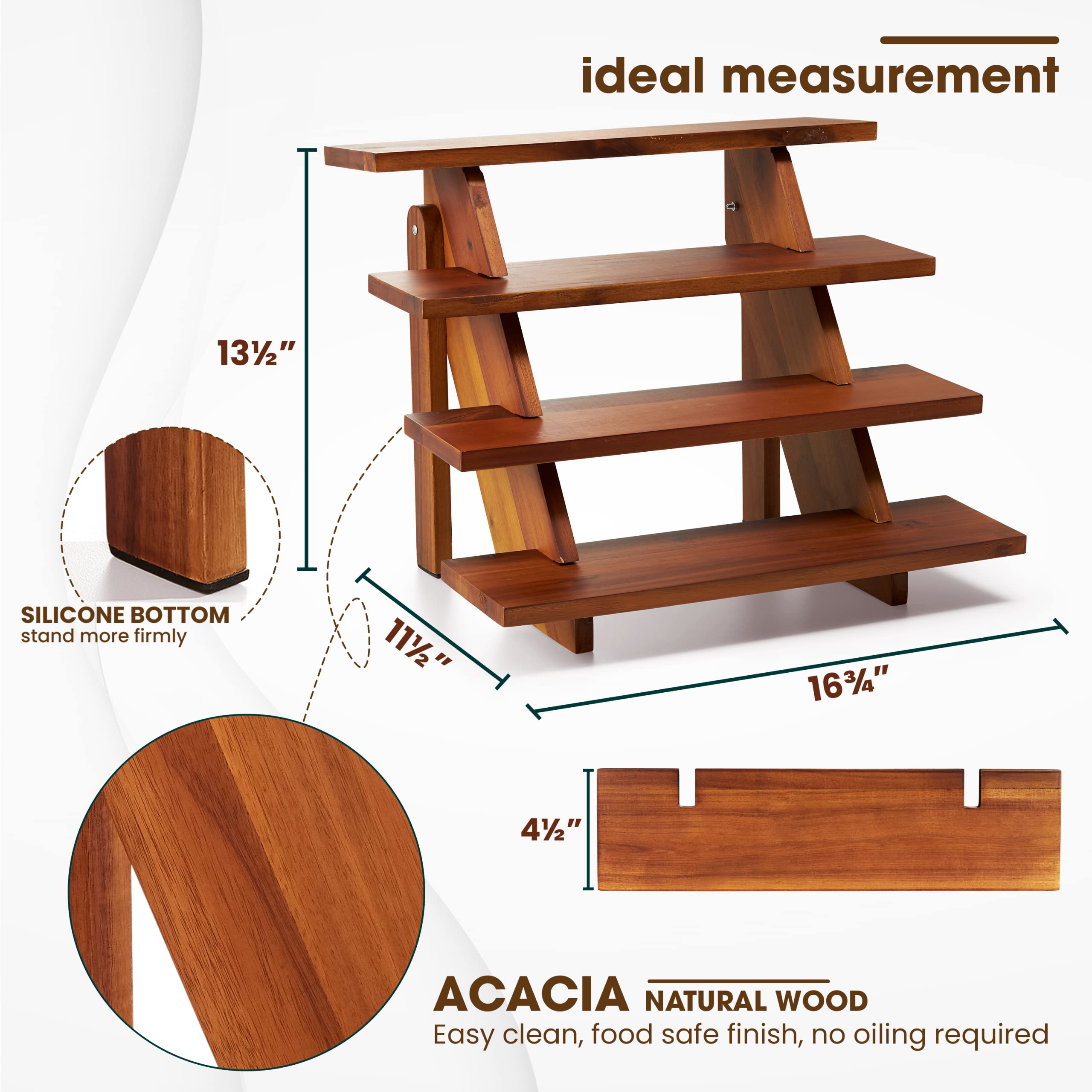 Tidita Acacia Cupcake Display Stand - Display Stand for Vendors - Wood Cupcake Stands for Dessert - Wooden Display Shelves - Farmhouse Table Cake Stand for 24 Cupcakes Decorative ( Acacia Wood )