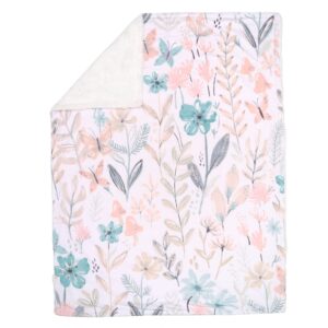 Lambs & Ivy Baby Blooms Watercolor Floral/Butterfly Soft Fleece Baby Blanket