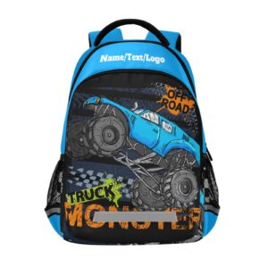 beeplus custom personalized monster truck backpack for boys girls school backpack kids backpack bookbag elementary school bag