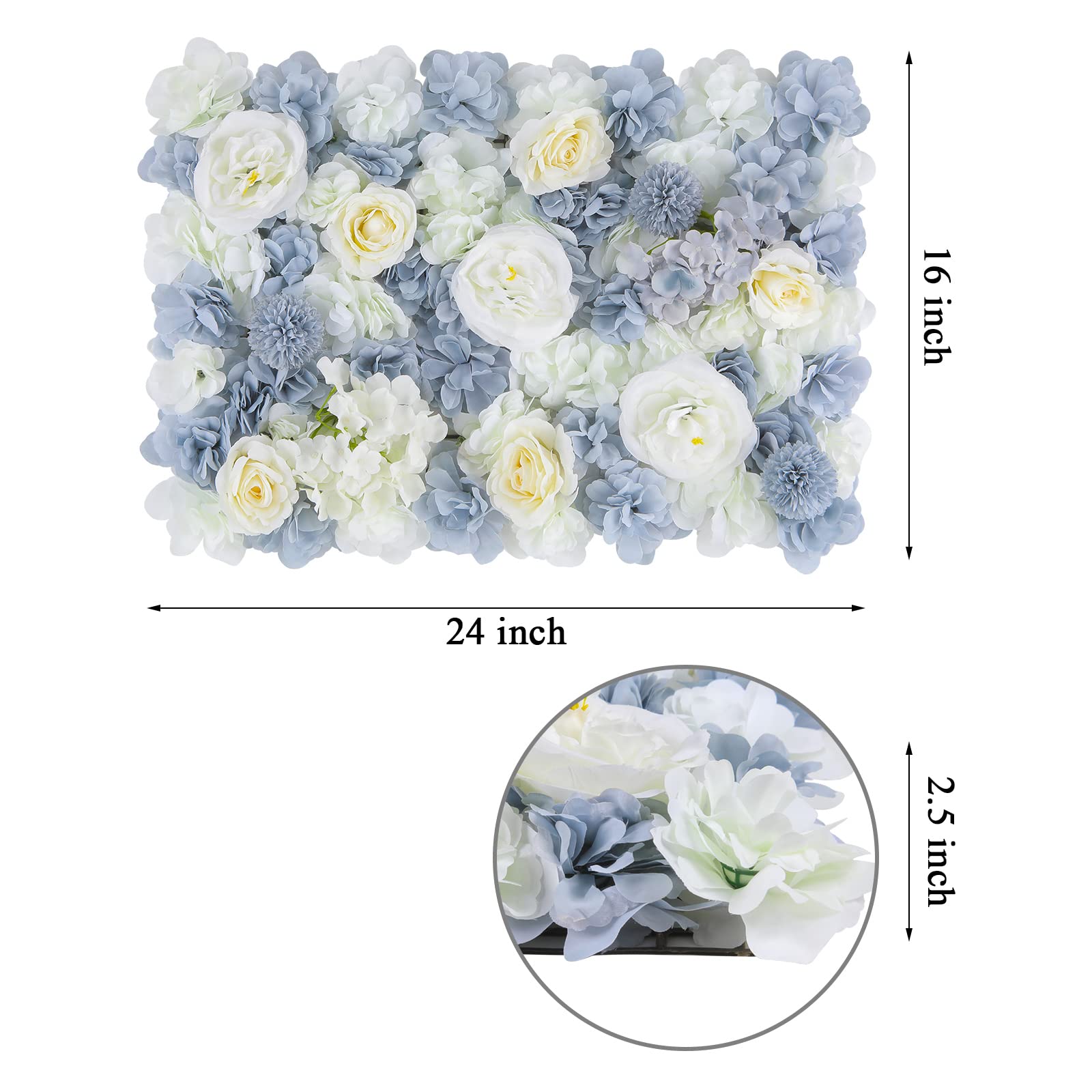 Flower Wall Panel Set, U'Artliens Artificial Wall Flower Backdrop 24x16 Inch 3D Silk Hydrangea Rose Floral Panel for Photo Background Home Party Wedding Backdrop Decoration(2pcs,Autumn Pink)