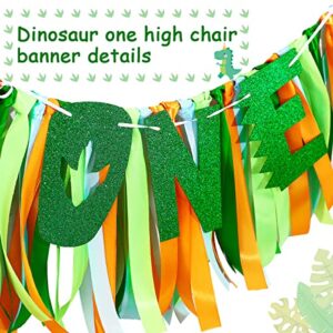 Sursurprise One a Saurus Birthday Decorations, Dinosaur 1st Happy Birthday Party Supplies with Balloons Highchair Banner and Baby Photo Banner, T-Rex Roar Party Decor for Boy One Year Old