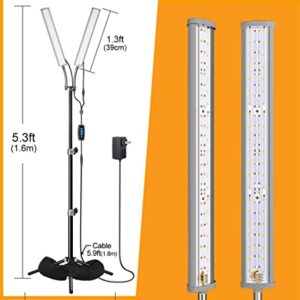 DOMMIA LED Grow Lights, 3 Modes Grow Lights for Indoor Plants Full Spectrum with 60" Adjustable Tripod Stand,180 LED Plant Grow Light with Stand 6/10/12 Timer Dimmable Grow Light Strip for Tall Plants