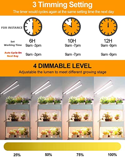 DOMMIA LED Grow Lights, 3 Modes Grow Lights for Indoor Plants Full Spectrum with 60" Adjustable Tripod Stand,180 LED Plant Grow Light with Stand 6/10/12 Timer Dimmable Grow Light Strip for Tall Plants