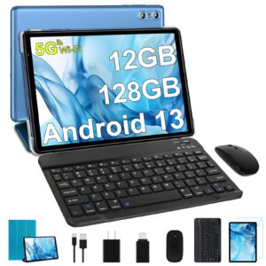 sebbe tablet 10 inch android 13 tablet pc 12gb ram + 128gb rom tf 1tb octa-core 2.0 ghz, bluetooth 5.0 | 5g wifi | 6000mah | 1280 * 800 | 5mp+8mp, tablet with keyboard and mouse blue