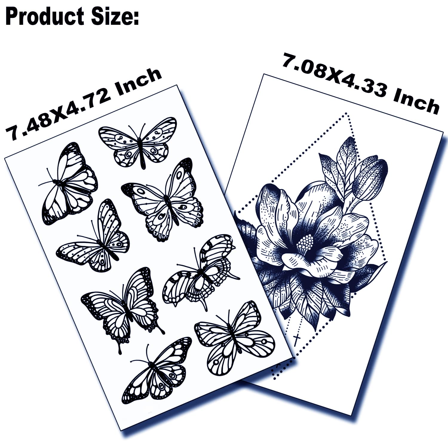 Tazimi Semi Permanent Temporary Tattoos for Women Girls - Large Long Lasting Temporary Butterfly Flower Lion Swallow Tattoos,Lasts 1-2 Weeks Waterproof Realistic Fake Tattoos