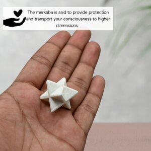 Snow Quartz Merkaba Crystal - 0.75" Inches 3d Metatrons Cube Crystal Merkaba