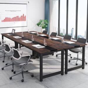 Tribesigns 6FT Conference Table, 70.86" W x 31.49" D Meeting Room Table Boardroom Desk for Office Conference Room, Splicing Board with Metal Frame, Vintage Brown/Black