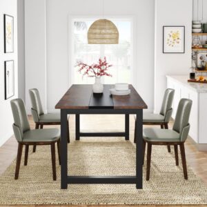 Tribesigns 6FT Conference Table, 70.86" W x 31.49" D Meeting Room Table Boardroom Desk for Office Conference Room, Splicing Board with Metal Frame, Vintage Brown/Black