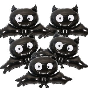 5 pieces halloween foil balloons large bat mylar balloons black bat aluminum foil balloons cute bat balloons for halloween party props home decoration supplies kids gifts