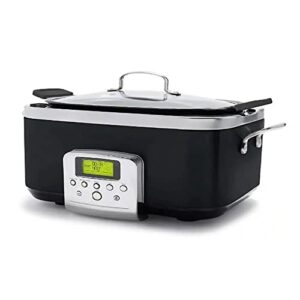 greenpan elite 8 - in -1 programmable 6qt electric slow cooker, dishwasher safe lid & removable crock, pfas-free healthy ceramic nonstick multi-cooker, sear, sauté/brown, steam basket, roast, black