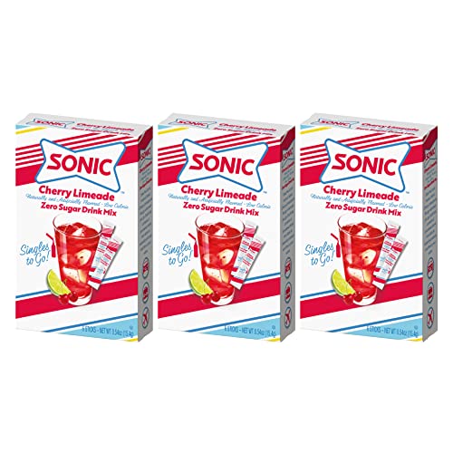 Sonic Singles to Go Powdered Drink Mix, Cherry Limeade, 6 Sticks per Box, 3 Boxes included (18 Sticks Total)