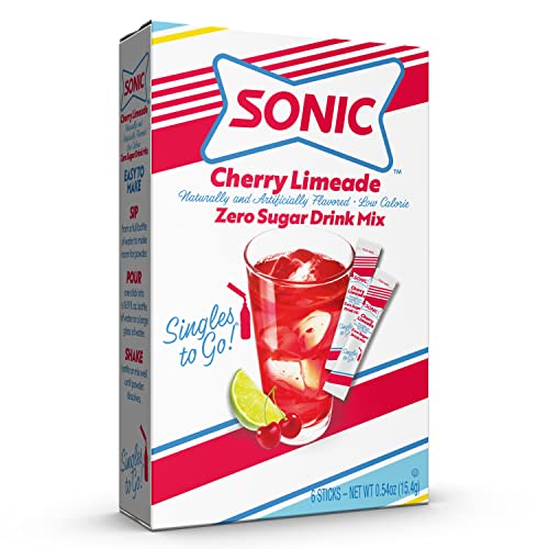 Sonic Singles to Go Powdered Drink Mix, Cherry Limeade, 6 Sticks per Box, 3 Boxes included (18 Sticks Total)