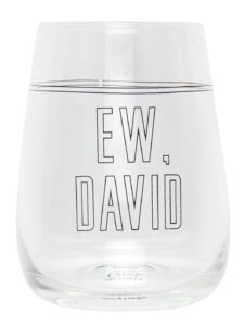 culture fly schitt's creek merchandise ew david rose 16 oz. stemless wine glass