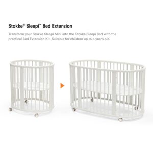 Stokke Sleepi Bed Extension, White - Convert Stokke Sleepi Mini Into Stokke Sleepi Bed - Extends Bed to 55.5” - Suitable for Children Up to 5 Years - Mattress Sold Separately