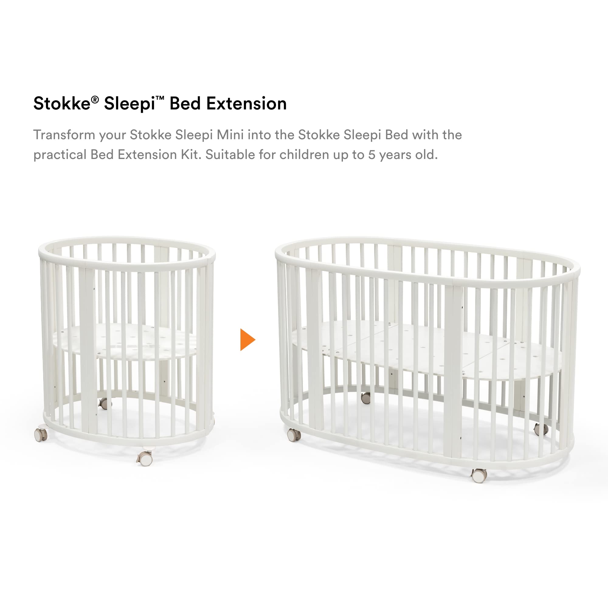 Stokke Sleepi Bed Extension, White - Convert Stokke Sleepi Mini Into Stokke Sleepi Bed - Extends Bed to 55.5” - Suitable for Children Up to 5 Years - Mattress Sold Separately