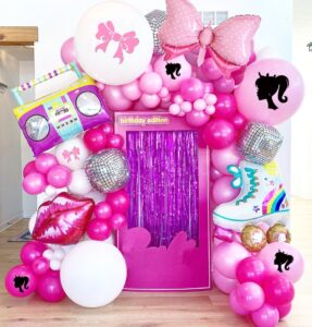 pink princess balloon garland arch kit pink girl princess theme party decoration balloon garland set for wedding girl birthday kids baby shower birthday party decorations (pink)