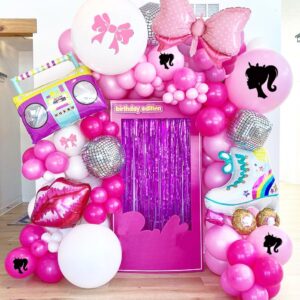 Pink Princess Balloon Garland Arch Kit Pink Girl Princess Theme Party Decoration Balloon Garland Set for Wedding Girl Birthday Kids Baby Shower Birthday Party Decorations (pink)