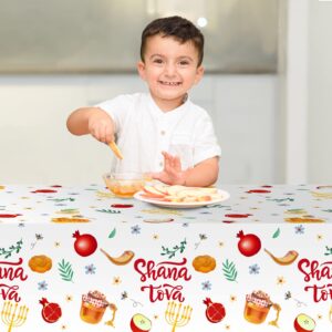 3 Packs Rosh Hashanah Tablecloth Waterproof Rosh Hashanah Plastic Table Cover Shana Tova High Holy Day Tablecloth Jewish New Year Tablecloth for Kitchen Dining Room Decor Supplies 54 x 108 Inches