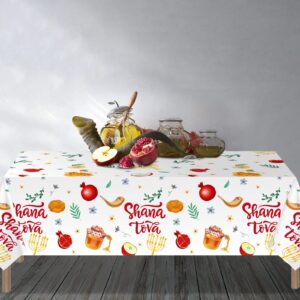 3 Packs Rosh Hashanah Tablecloth Waterproof Rosh Hashanah Plastic Table Cover Shana Tova High Holy Day Tablecloth Jewish New Year Tablecloth for Kitchen Dining Room Decor Supplies 54 x 108 Inches