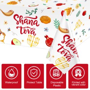 3 Packs Rosh Hashanah Tablecloth Waterproof Rosh Hashanah Plastic Table Cover Shana Tova High Holy Day Tablecloth Jewish New Year Tablecloth for Kitchen Dining Room Decor Supplies 54 x 108 Inches