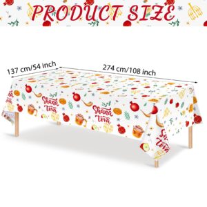 3 Packs Rosh Hashanah Tablecloth Waterproof Rosh Hashanah Plastic Table Cover Shana Tova High Holy Day Tablecloth Jewish New Year Tablecloth for Kitchen Dining Room Decor Supplies 54 x 108 Inches