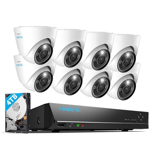 REOLINK 12MP PoE Security Camera System, 8pcs H.265 12MP Security Cameras Wired, Person Vehicle Pet Detection, Two-Way Talk, Spotlights Color Night Vision, 16CH NVR with 4TB HDD, RLK16-1200D8-A