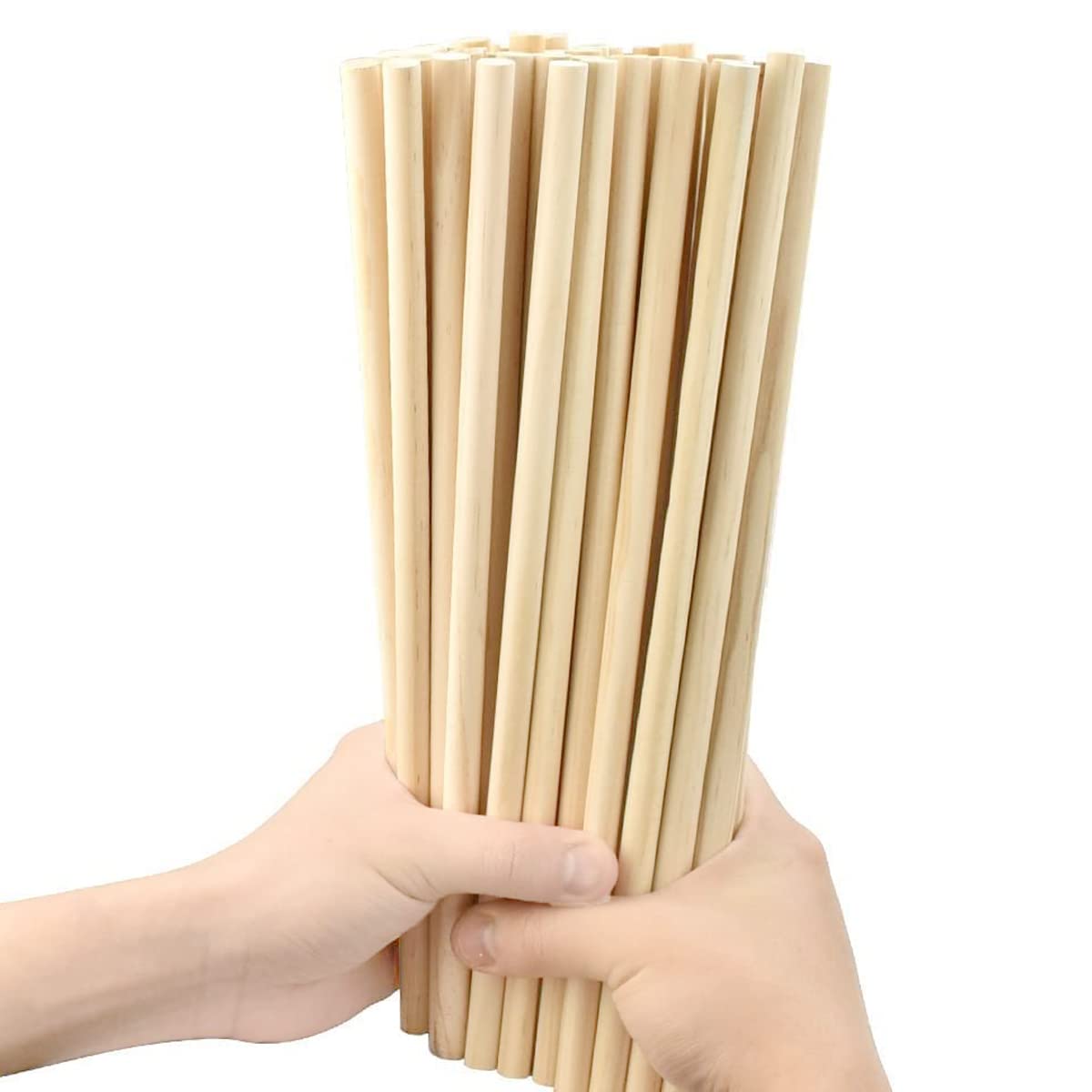 MOTYAWN Dowel Rods Wood Sticks Natural Round Wooden Dowel Rods, Pack of 10 PCS 1/2 x 12 inch, Unfinished Hardwood Sticks Cake Dowels ​for Arts, DIY, Crafting, Tiered Cake Support, Wedding Ribbon Wands