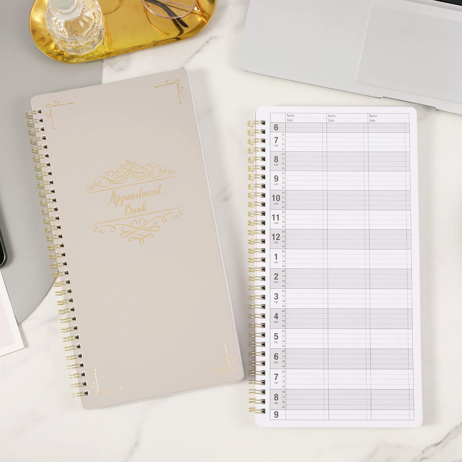 Appointment Book – Undated Salon Appointment Book, Daily＆Hourly Schedule Book with 200 Pages, 6 AM - 9 PM, 15 Minute Intervals Day Planner, 6’’ x 11.5’’, 3 Column, Twin-Wire Binding, Hardcover