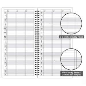 Appointment Book – Undated Salon Appointment Book, Daily＆Hourly Schedule Book with 200 Pages, 6 AM - 9 PM, 15 Minute Intervals Day Planner, 6’’ x 11.5’’, 3 Column, Twin-Wire Binding, Hardcover